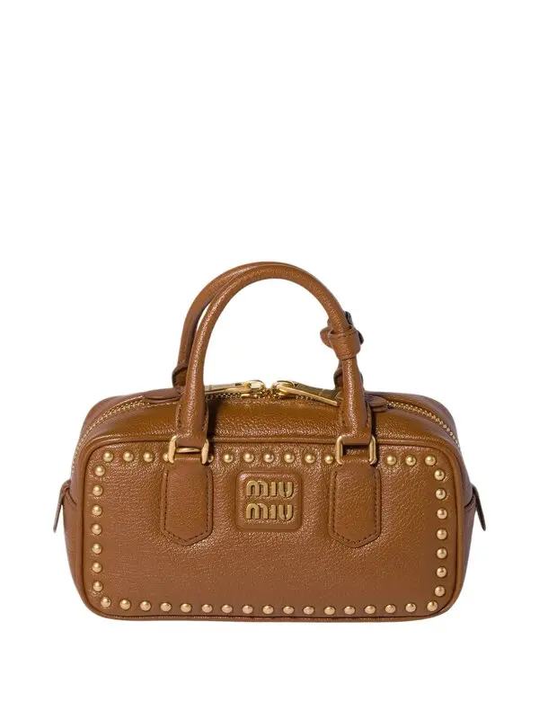 Miu Miu Arcadie Bag In Leather With Studs - Brown