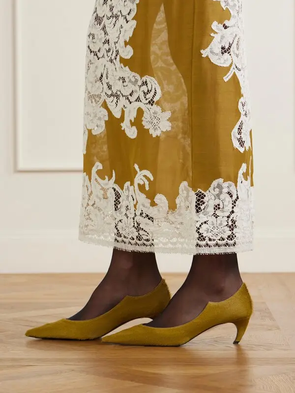 Khaite Valerie 55 Calf Hair Pumps - Yellow