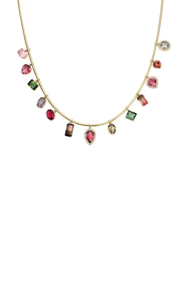 EDEN PRESLEY 14k Yellow Gold Tourmaline And Diamond Collar Necklace - Pink