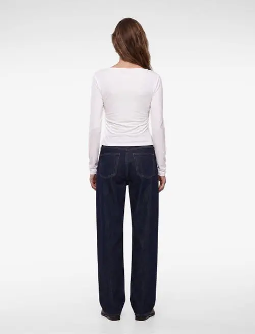 Koton Draped Long Sleeve V-neck Top