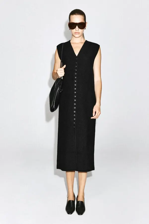 Cos Buttoned Boiled Merino Wool Dress