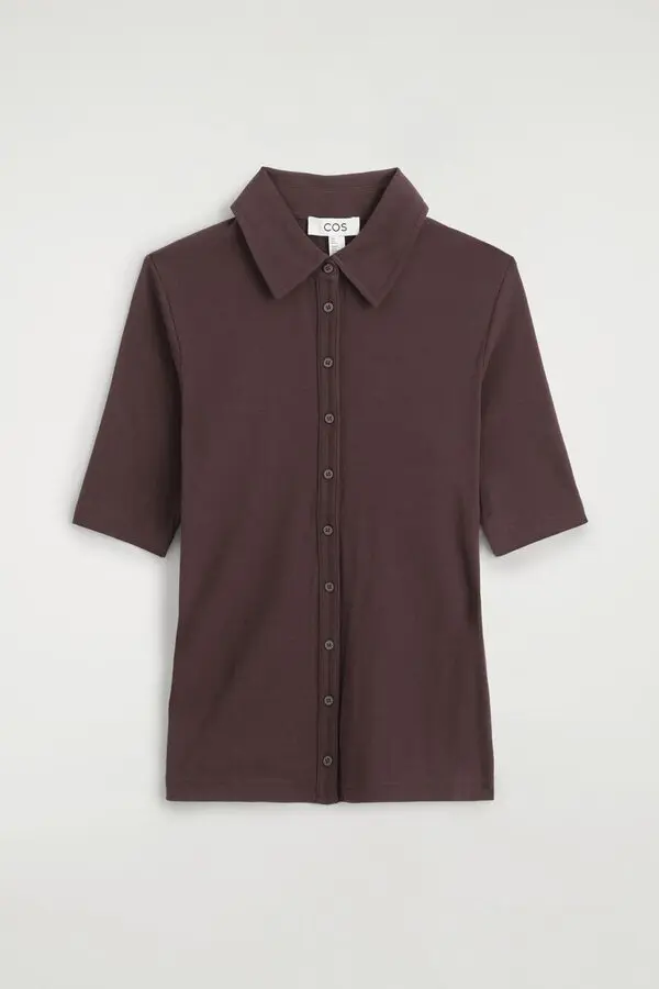 Cos Sculpted Cotton-jersey Shirt - Red