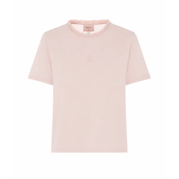 Repetto Logo T-shirt With Ruffled Collar - Pink
