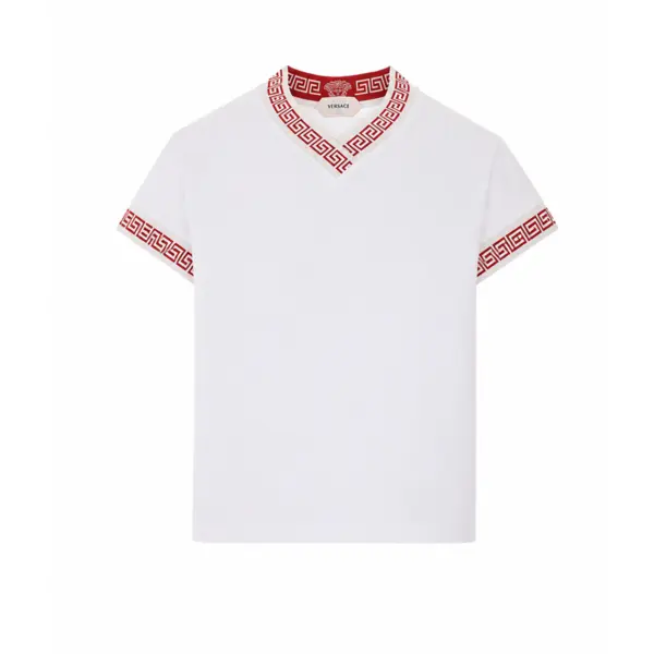 Versace T-shirt With Greca And Medusa Motif On Profiles - White