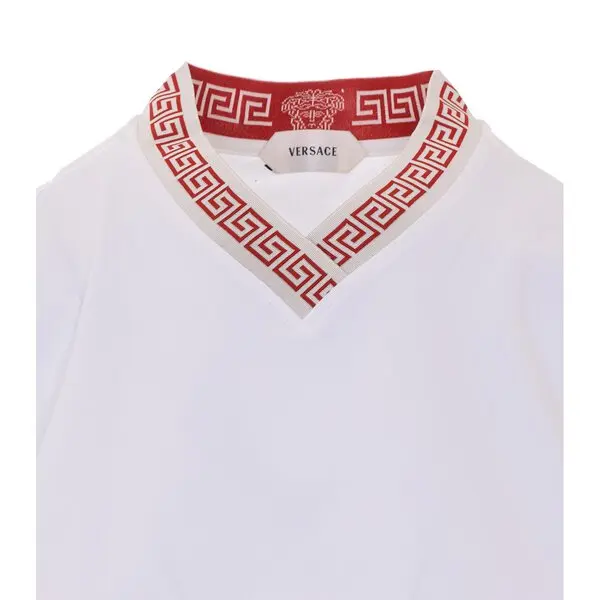 Versace T-shirt With Greca And Medusa Motif On Profiles - White