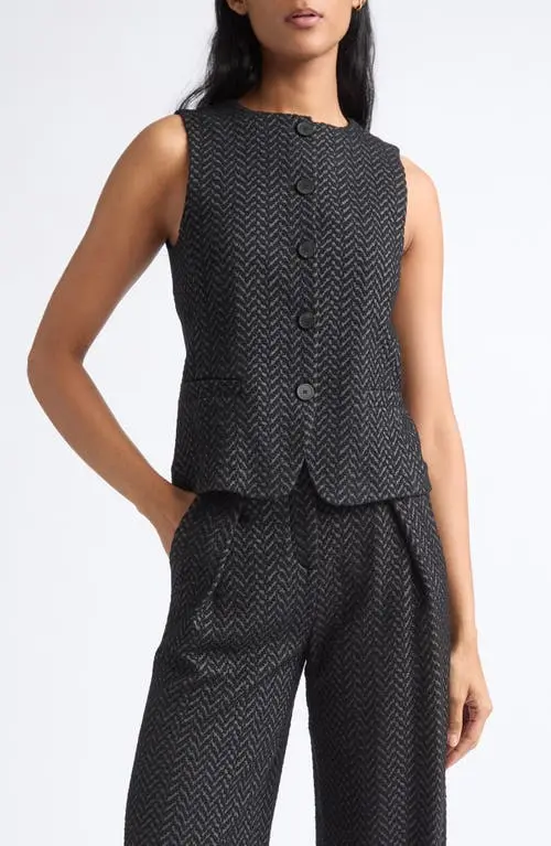 Emporio Armani Chevron Jersey Vest - Solid Black