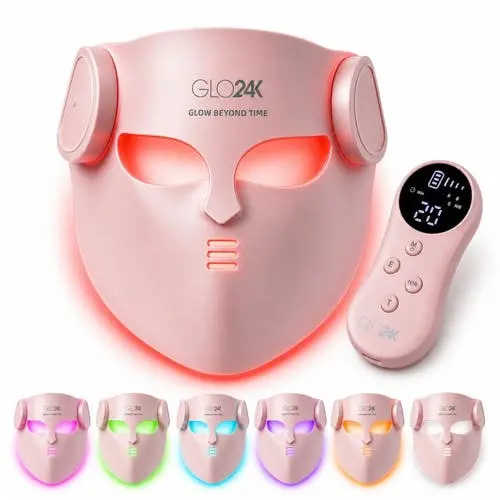 GLO24K 4d Wireless 7-color Photon Rejuvenation Led Mask - Pink