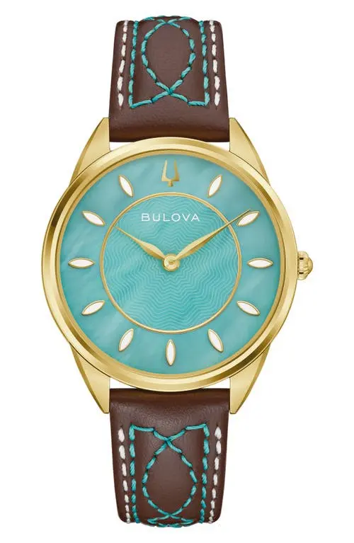 Bulova Stetson Sutton Leather Strap Watch - Brown
