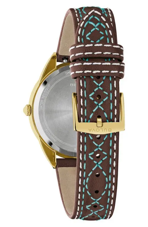 Bulova Stetson Sutton Leather Strap Watch - Brown