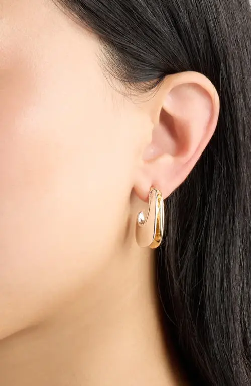 OPEN EDIT Mixed Metal Curved Hoop Earrings