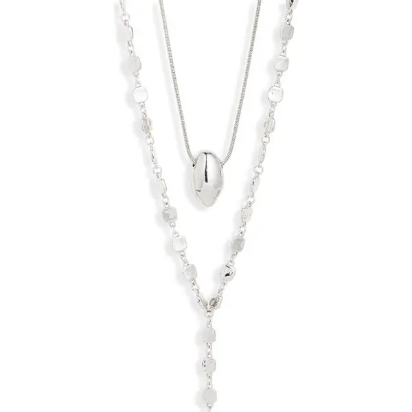 OPEN EDIT Set Of 2 Orb & Y-necklaces - Silver