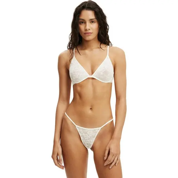 Cotton:on Body Bestee Plunge Bra - Coconut Milk Lace