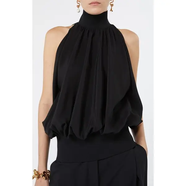 Sportmax Piovra Silk Shell With Ribbed Details - Black