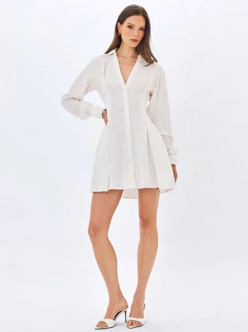 MISS CIRCLE NEW YORK Nanette Lyocell Poplin Shirt Mini Dress