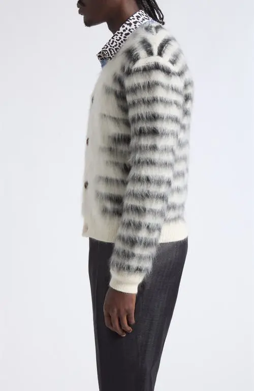 TOM FORD Brushed Stripe Mohair Blend Cardigan