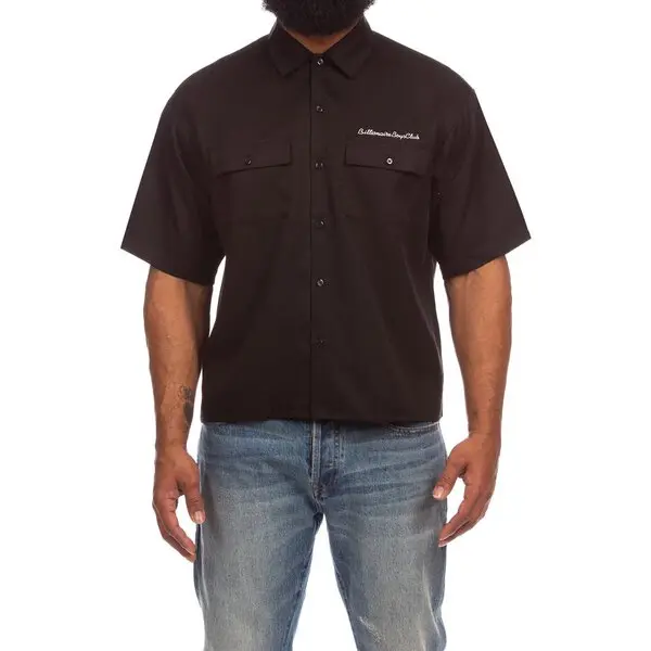 BILLIONAIRE BOYS CLUB Bb Tip Top Logo Appliqué Camp Shirt - Black