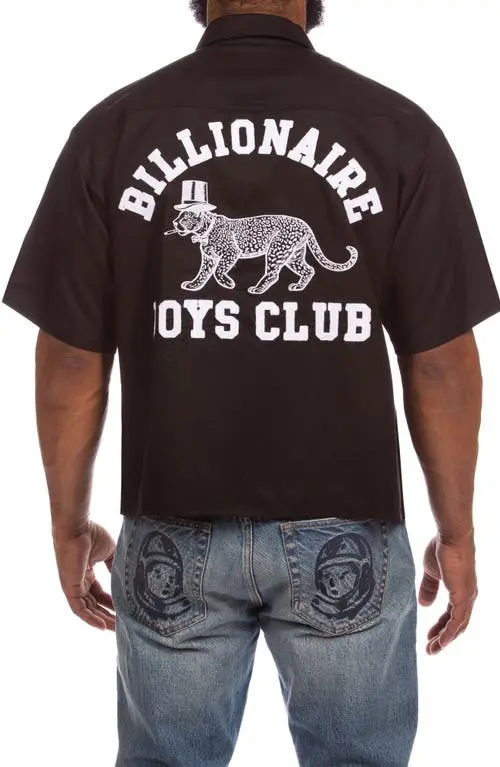 BILLIONAIRE BOYS CLUB Bb Tip Top Logo Appliqué Camp Shirt - Black