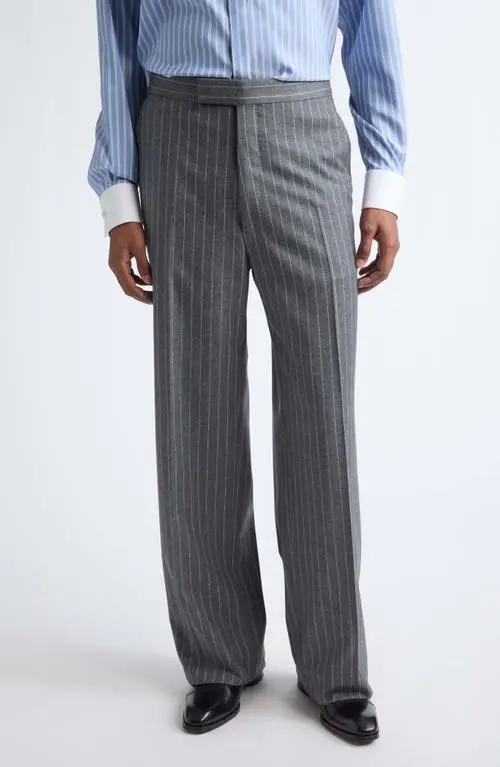 TOM FORD Pinstripe Twill Flannel Wide Leg Pants