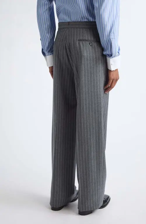 TOM FORD Pinstripe Twill Flannel Wide Leg Pants