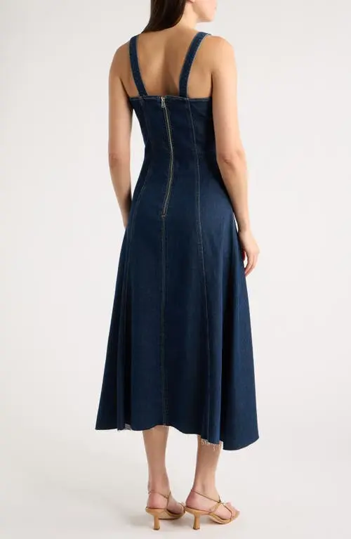 Warp + Weft Psa Paneled Cotton Blend Denim Midi Dress