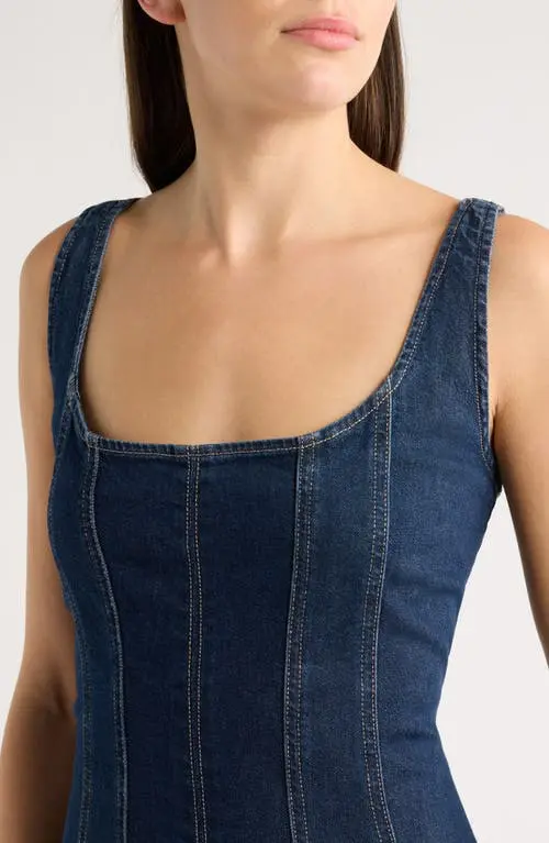 Warp + Weft Psa Paneled Cotton Blend Denim Midi Dress