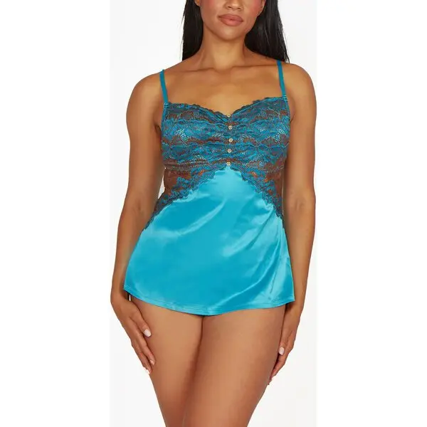 ICOLLECTION Lace Bodice Satin Camisole Set