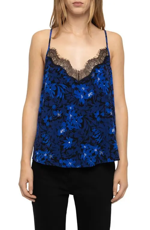 Zadig&Voltaire Cespa Floral Print Lace Trim Camisole