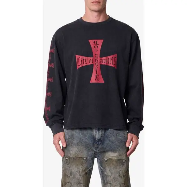 Mnml Washed La Long Sleeve Cotton Graphic T-shirt