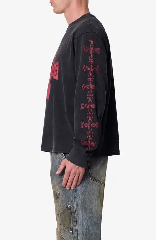 Mnml Washed La Long Sleeve Cotton Graphic T-shirt