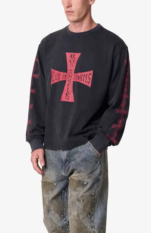 Mnml Washed La Long Sleeve Cotton Graphic T-shirt