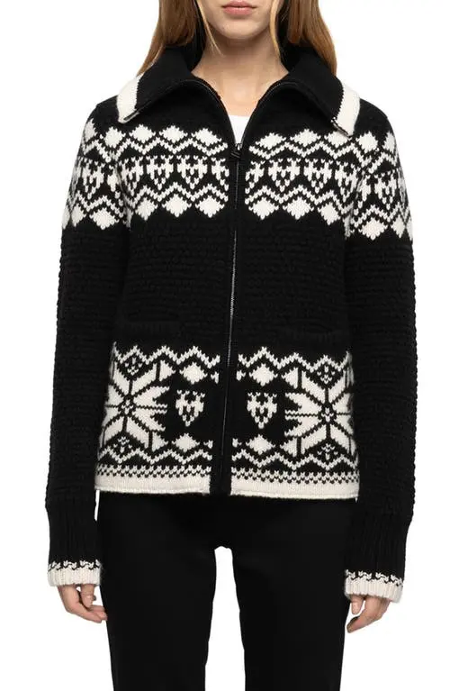 Zadig&Voltaire Gildas Pattern Front Zip Wool & Cashmere Cardigan