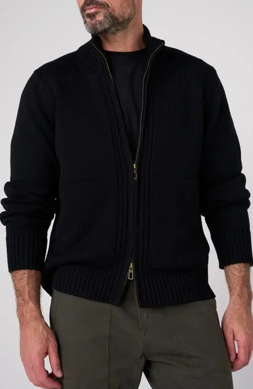 LIVERPOOL Heavyweight Cotton Blend Full Zip Sweater - Black
