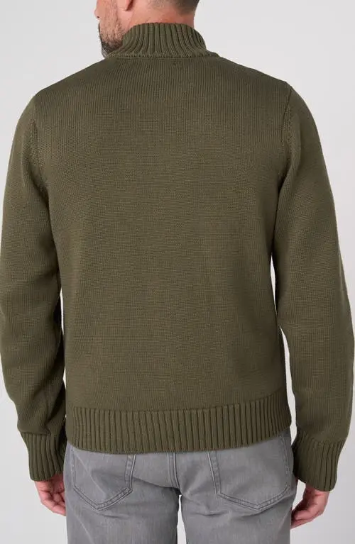 LIVERPOOL Heavyweight Cotton Blend Full Zip Sweater - Olive