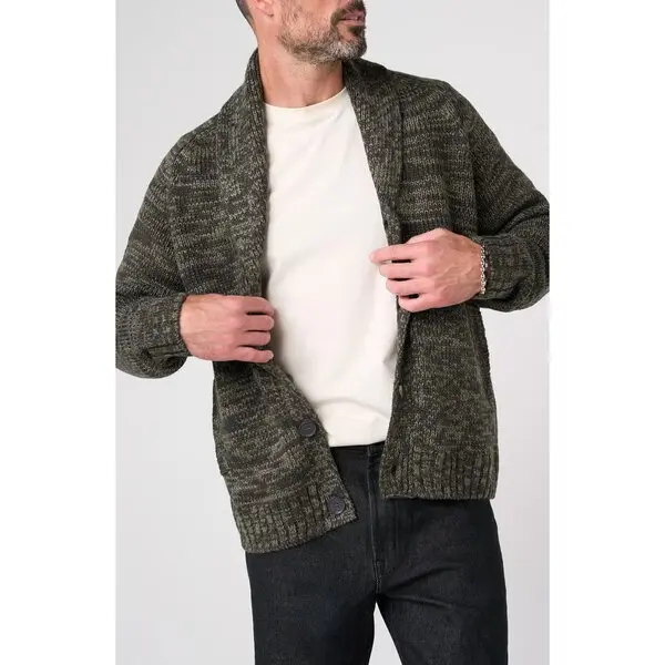 LIVERPOOL Marled Shawl Collar Cardigan - Grey/olive