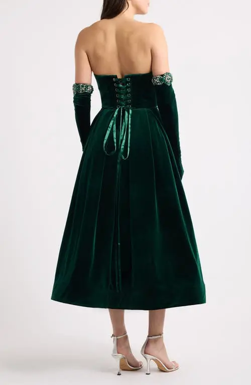 BRONX BANCO Fit & Flare Velvet Party Dress