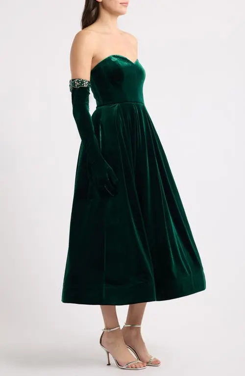 BRONX BANCO Fit & Flare Velvet Party Dress