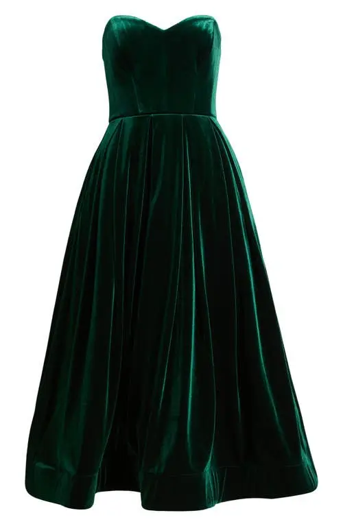 BRONX BANCO Fit & Flare Velvet Party Dress