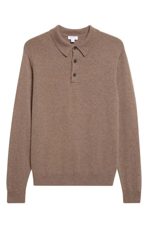 Sunspel Long Sleeve Cashmere Polo