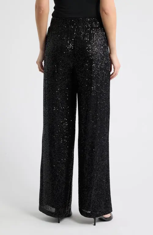 TAHARI ASL Sequin Wide Leg Pants