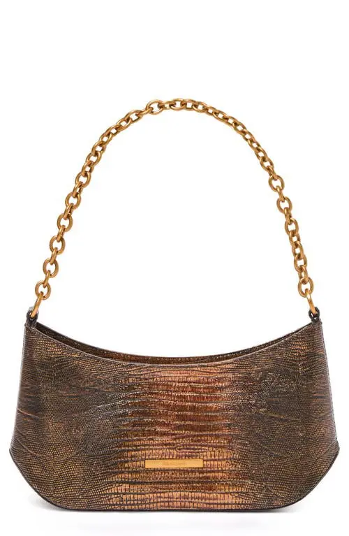 Brahmin Lilibeth Croc Embossed Leather Shoulder Bag - Chocolate