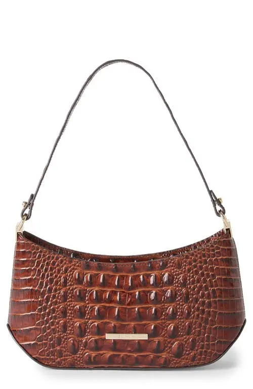 Brahmin Lilibeth Croc Embossed Leather Shoulder Bag - Pecan
