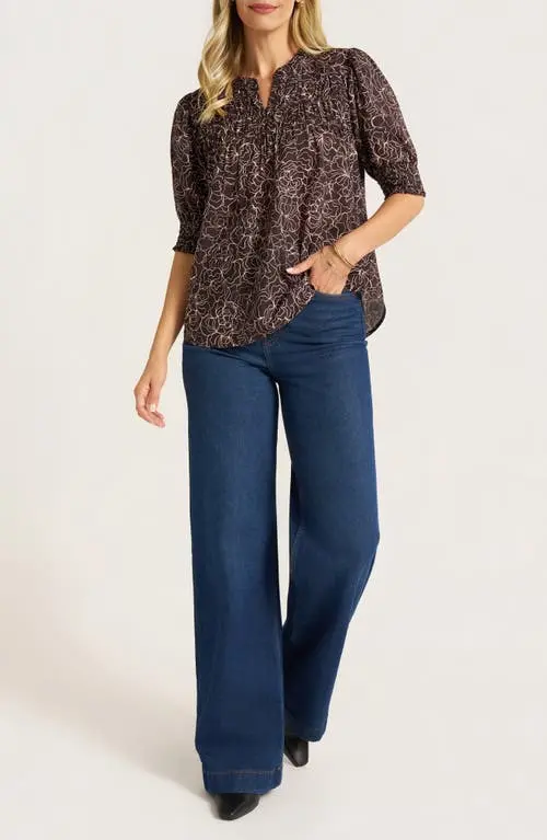Matty M. Tala Print Pleated Top