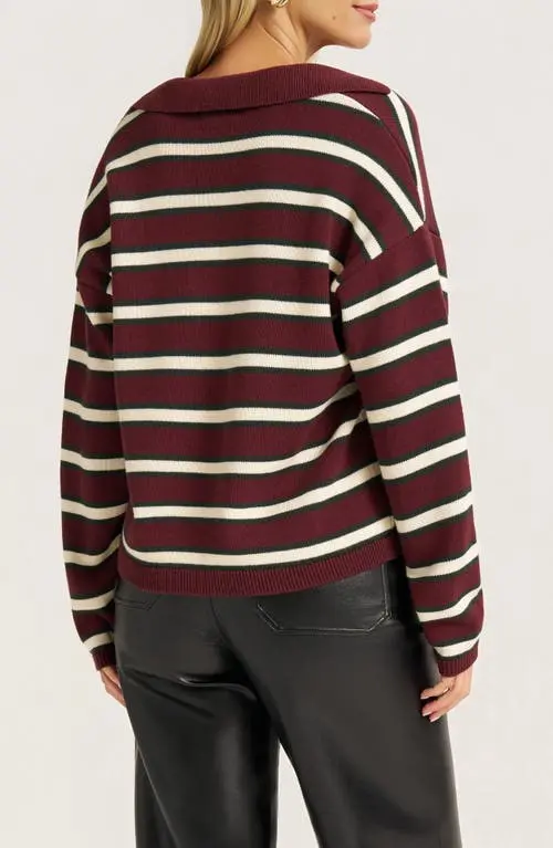 Matty M. Brey Striped Henley Sweater