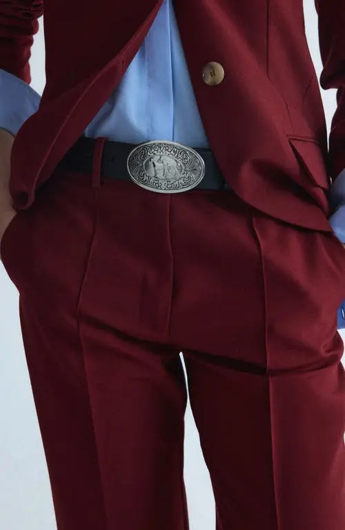 Mango Wool Blend Straight Leg Suit Pants