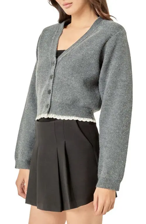 English Factory Lace Trim Cardigan