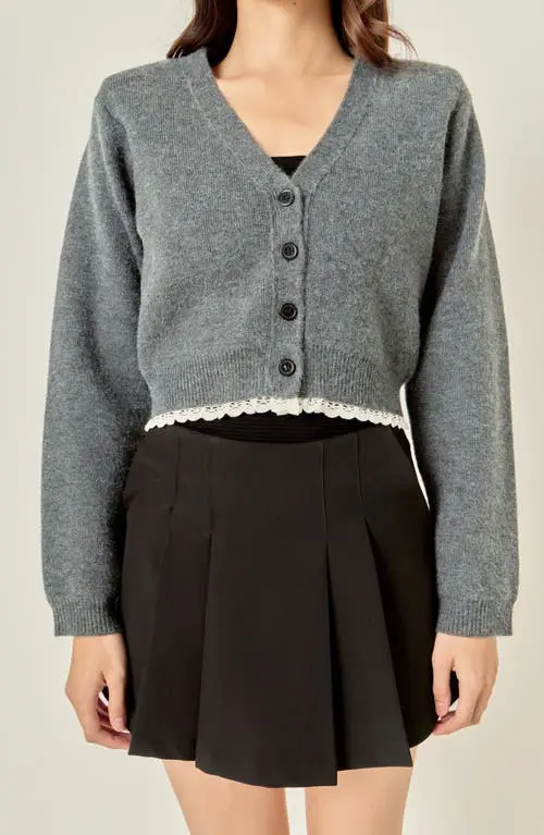 English Factory Lace Trim Cardigan