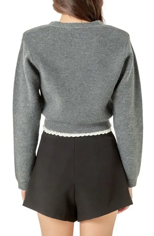 English Factory Lace Trim Cardigan