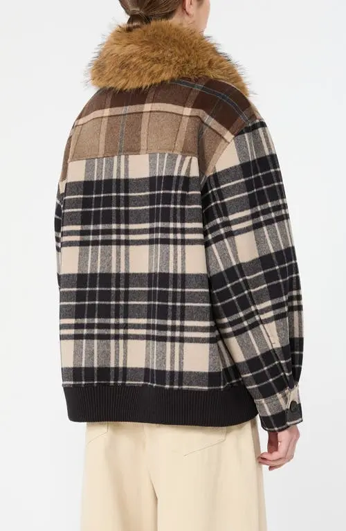 Max Mara Divina Virgin Wool Short Jacket With Faux Fur Collar
