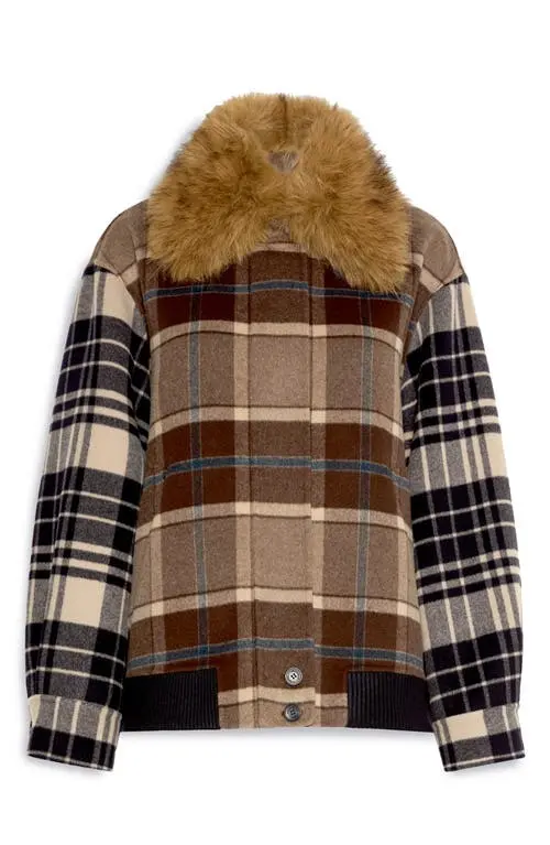 Max Mara Divina Virgin Wool Short Jacket With Faux Fur Collar