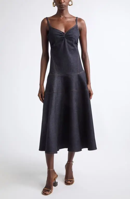 Jacquemus La Robe De-nimes Pina Denim Midi Dress - Dark Navy